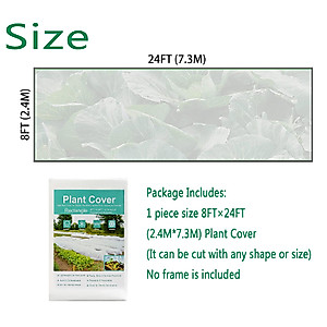AISBAOB Garden Plant Covers Freeze Protection 8FTX24FT Fabric Plant Blanket Floating Row Cover for Cold Weather Reusable Plant Covers for Winter Frost Protection Sun Protection