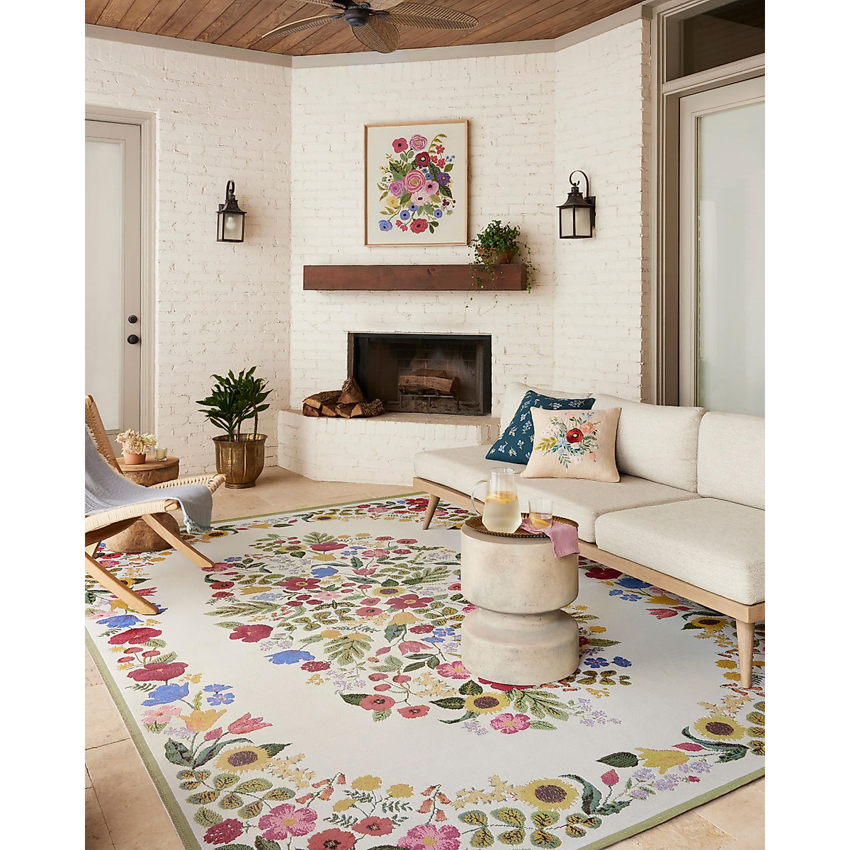 Loloi Rifle Paper Co. x Perennial Cream 6'-7" x 9'-4" Area Rug