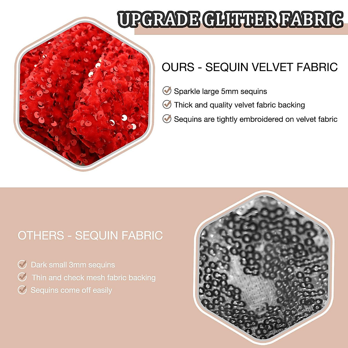 PATYDEST Red Sequin Fabric Velvet Stretch Fabric by The Yard Glitter Sequin Fabric Sensory Wall Sequence Material Fabric Large Sequins Fabric Dress Mermaid Quilting Fabric for Sewing Cloth DIY Craft