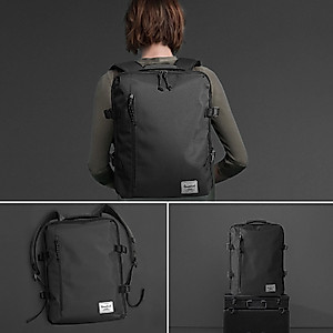 Rangeland New Business Trip Backpack 21L Flight Approved Carry on Daypack 15-inch Laptop Notebook, School Commute Gym Sport, All Black