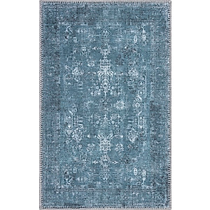RugOver Machine Washable Area Rug, Pet-Friendly and Non-Slip Indoor Carpet for Kitchen, Bathroom, Living Room, Home Floor Decoration (Spruce/Stone, 2' x 3')