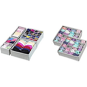 Simple Houseware Closet Underwear Organizer Drawer Divider 4 Set + 2-Pack Socks Organizer