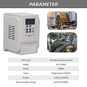 Liccx Variable Frequency Drive, 110VAC 50/60Hz 1500W VFD Inverter Converter, VFD Inverter Frequency Converter (Single-Phase Input, 3 Phase Output)