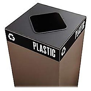Safco Products 2989BL Public Square Recycling Receptacle Lid, Square Cutout for Plastic and Waste (Base Sold Separately), Black