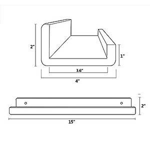 HBlife 15 Inches Invisible Wall Floating Bookshelf for Kids and Nursery, Clear Acrylic Shelves for Figures, 4 Pack (5MM Thick)