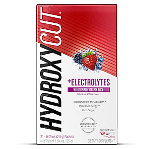 Hydroxycut Drink Mix Weight Loss for Women & Men Weight Loss Supplement Energy Drink Powder Metabolism Booster for Weight Loss Wildberry Blast, 21 Packets (packaging May Vary)