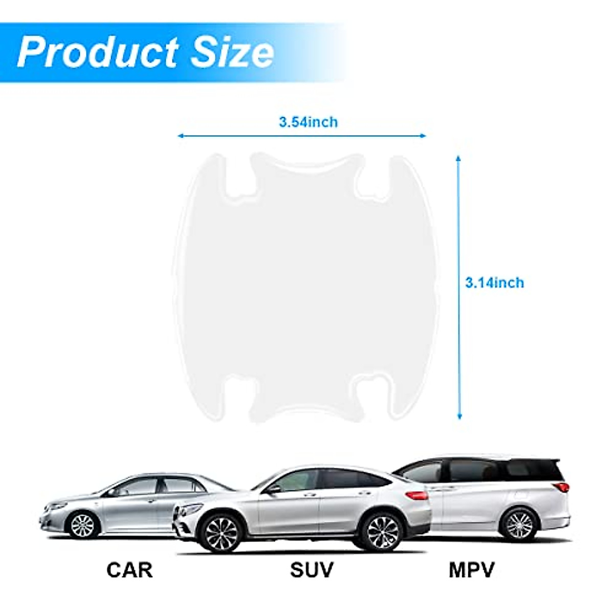 4PCS Car Door Bowl Scratch Protector, 3D Transparent Auto Door Handle Cup Stickers, Waterproof Anti-Scratch Door Handle Paint Cover Guard Protective Film for Most Cars, Trucks, SUV, Van (Clear)