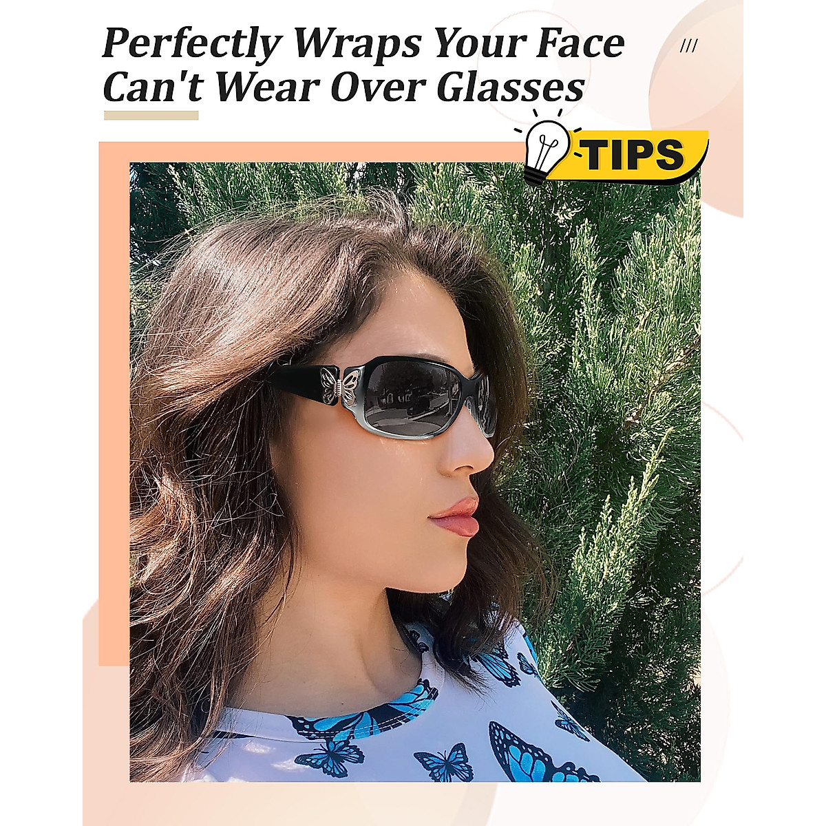 LVIOE Polarized Sunglasses for Women, Fashion Butterfly Decoration Driving Fishing-99.99% UV Protection