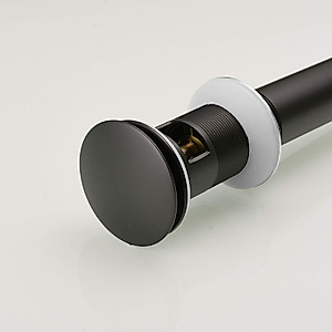 Homevacious 1 5/8" Bathroom Faucet Vessel Vanity Sink Pop Up Drain Assembly Stopper Fits Bathroom Standard Sink Hole 1-1/2" to 1-3/4" Matte Black Plug with Overflow Push & Seal