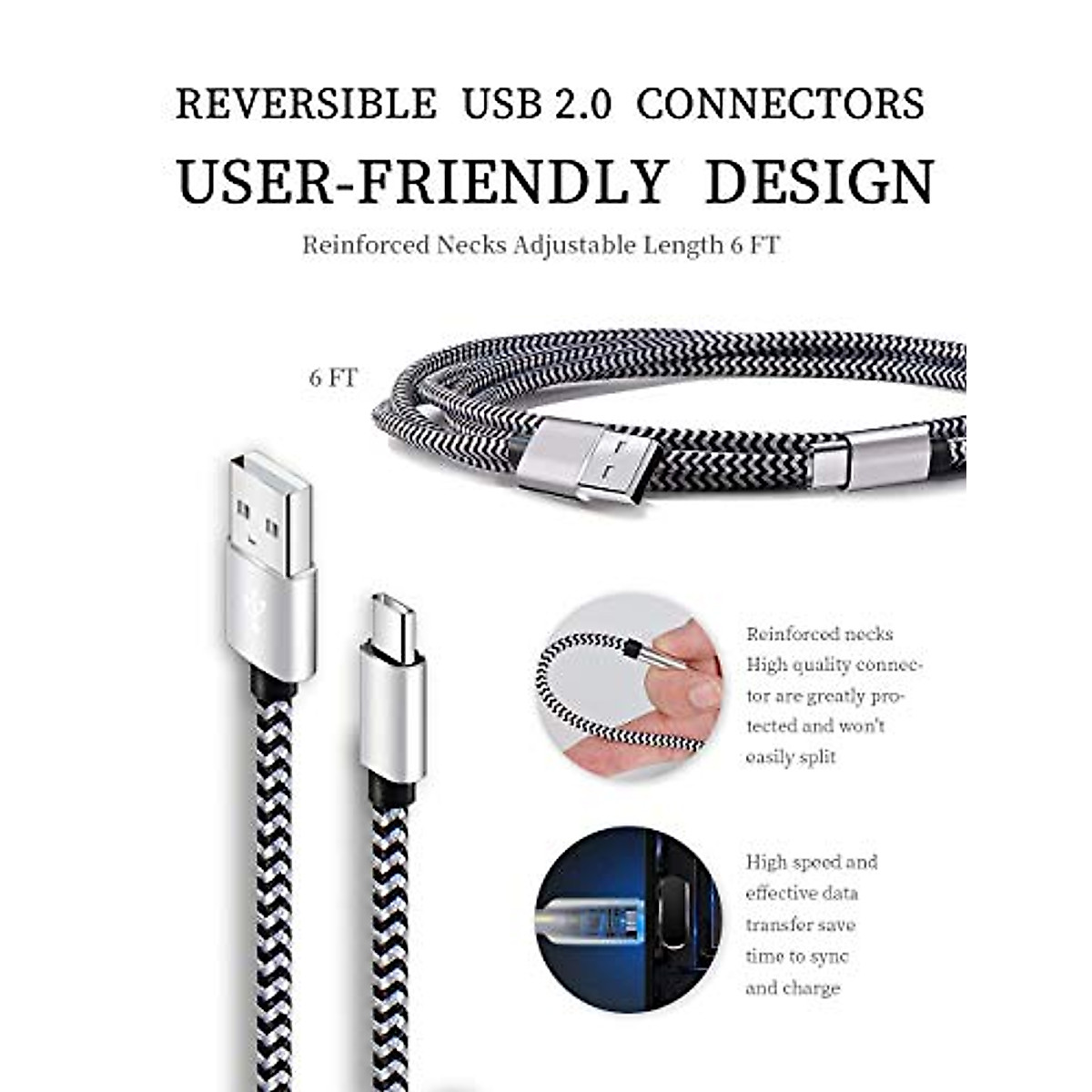 5 Pack USB C Cable and 3 Pack Right Angle USB C Cable