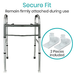 Vive Walker Ski Glides - Universal Fit, Heavy Duty Tennis Ball Slide Accessories for Seniors - Medical Walker Slider - Rubber Coaster Sock Covers - Durable Replacement Caps - Easy to Install