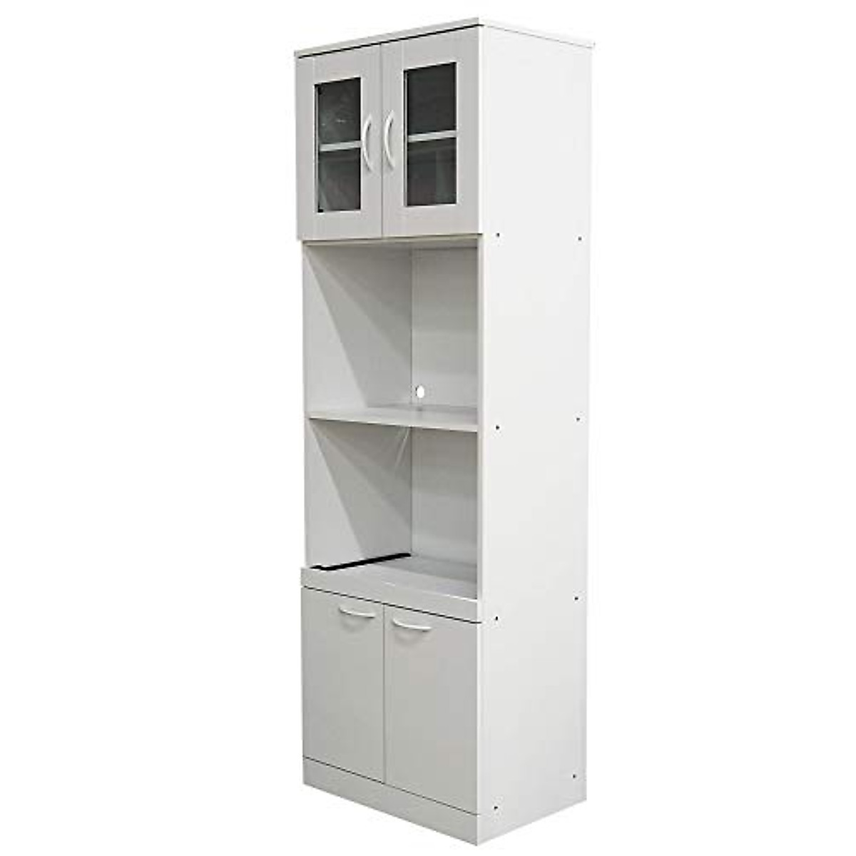 Kings Brand Furniture Danbury Tall Kitchen Pantry, Microwave Storage Cabinet, White, 23" W x 15" D x 70" H