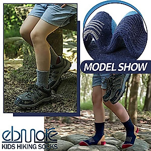 Kids Merino Wool Hiking Socks Boys Toddlers Girls Winter Thermal Thick Warm Boot Cushion Ski Snow Gift Socks Stocking Stuffers 6 Pairs (Color matching, 8-12 Y)