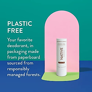 Native Plastic Free Deodorant | Natural Deodorant for Women and Men, Aluminum Free with Baking Soda, Probiotics, Coconut Oil and Shea Butter | Coconut & Vanilla