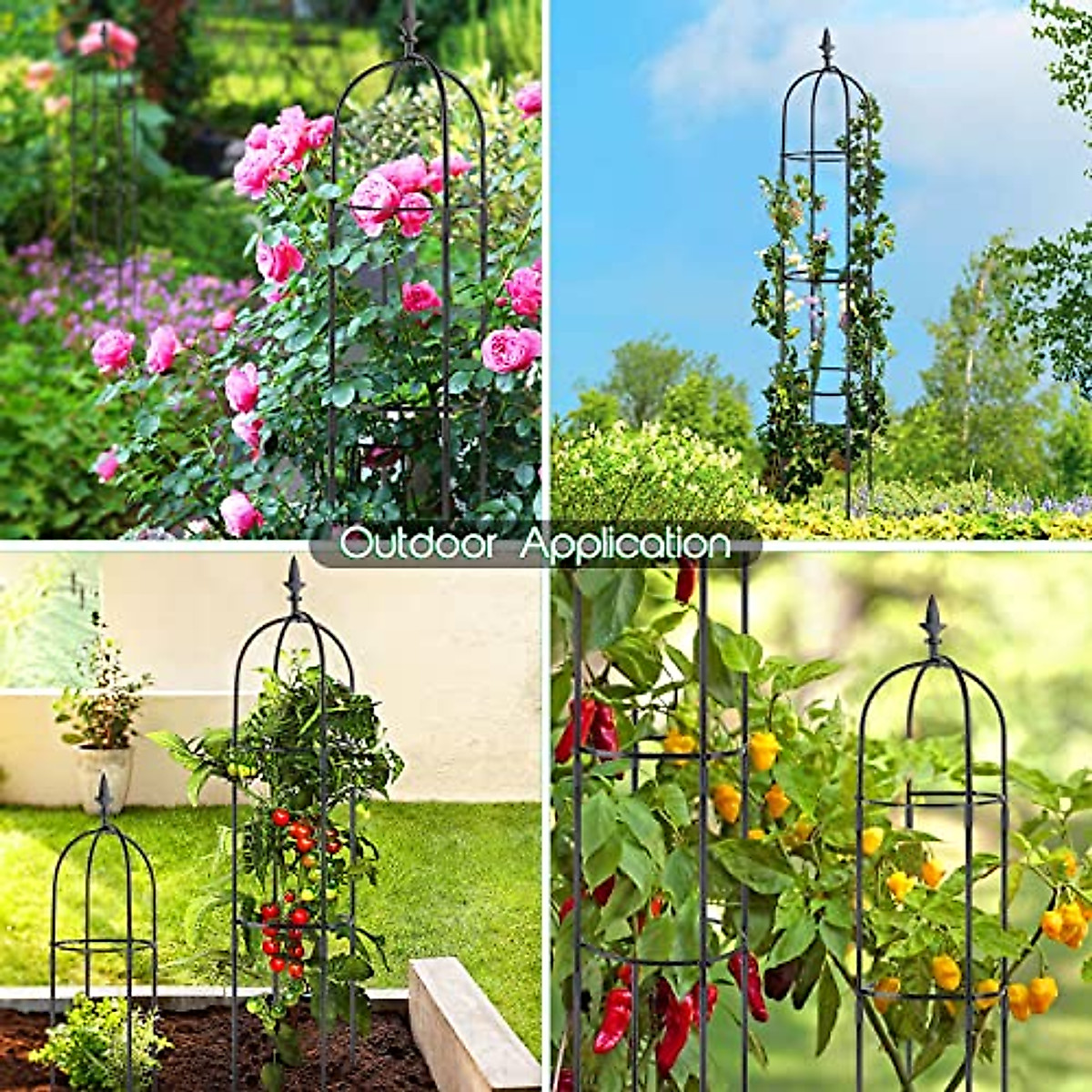 Plant Cages and Supports, Deaunbr Tomato Cage 6FT Tall Plant Stakes Heavy Duty Garden Trellis for Indoor & Outdoor Plants, Climbing Plant, Tomatoes, Vegetables, Fruits, Flowers, Pots, Vines -1 Pcs