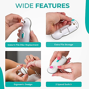 bblüv - Trimö - Baby Nail Trimmer Electric - Baby Nail File for Newborn and Toddler (0 to 12 Months+), Gentle and Quiet Fingernail and Toenail Clippers, Original Trimo Kit (Pack of 1)