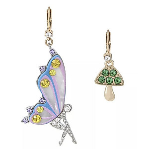 Betsey Johnson Fairy Mushroom Mismatched Drop/Dangle Earrings NIB Great Gift Idea Mother' Day Valentine's Day Easter XMAS Christmas Gifts