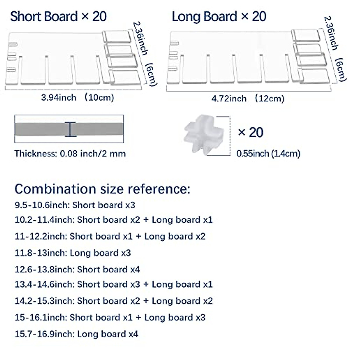 Imboxx Acrylic Drawer Divider Set 40 Pieces Adjustable DIY Drawer Organizer Dresser Separator for Socks Underwear Lipstick Tidy Kitchen Bedroom Dresser