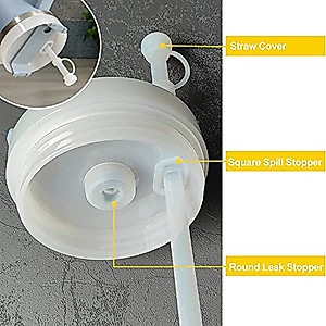 Set of 3 Silicone Spill Proof Stopper, Compatible with Stanley cup 1.0 40oz/ 30oz, Tumbler Accessories with 2 Straw Cover Cap, 2 Square Spill Stopper and 2 Round Leak Stopper (A set)