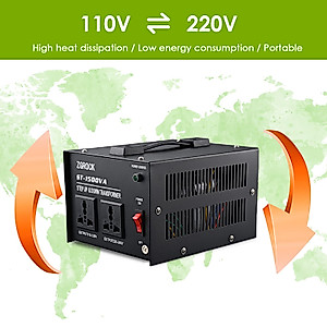 ZGROCK 1500W Voltage Converter Transformer Heavy Duty Step Up/Down- 110 / 220V- Circuit Breaker Protection