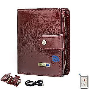 Anti-Lost Bluetooth Wallets Tracker Wallet Position Record Via Phone GPS Mens Wallets Bifold Leather
