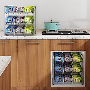 LEGUANG 3-Tier Stackable Can Rack Organizer, Can Storage Dispenser Holds up to 36 Cans for Kitchen Cabinet or Pantry, Silver
