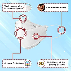 10 Packs, [CleanTop Evergreen] 4-Layers Premium Filters (KF94 Certified) Korean Face Mask (Made in Korea) Protective Disposable Comfortable Covers (Adults White) Individual Packaged -Large-