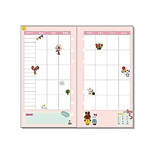 Refill Lined Paper, Refillable Binder Planner Journals Notebooks Refill Paper, 6-Holes Inserts 40 Sheets/80 Pages, A6 95mmx173mm, Monthly Plan-A