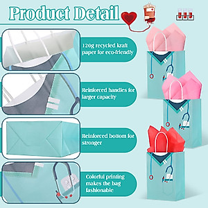 30 Pieces Nurse Graduation Gifts Bag, Thank You Nurse Craft Paper Goodie Bags with Handles Scratch Panel for Nurse Coworkers Medical Graduation Party Nurse Appreciation Week Gifts Supplies (Fresh)