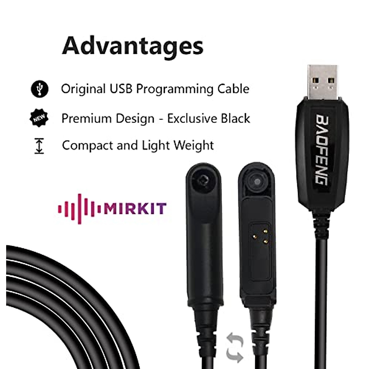 MIRKIT Original Baofeng USB Programming Cable for Baofeng UV-9R BF-9700 A-58 UV-XR UV-5S GT-3WP Plus Handheld ham Radio transceiver Uportable Ham Handheld CB Radio USA Warranty