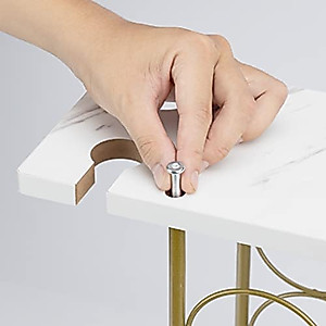 LAPEPI Wine Rack with Glass Holder, Gold Frame,Countertop Wooden Wine Rack,Holds 6 Bottles and 4 Glasses freestanding Floor, Decorative Wine Storage Rack