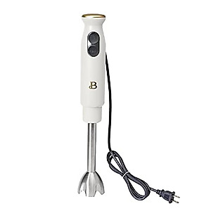 Beautiful Immersion Blender with 500ml Chopper and 700ml Measuring Cup, by Drew Barrymore (White Icing)