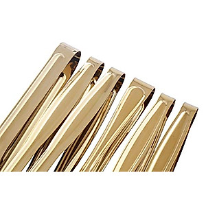HINMAY Gold Plated Mini Serving Tongs Set 6-Inch Appetizers Tongs Stainless Steel Small Sugar Cube Tongs Ice Tongs, Set of 6