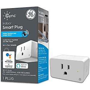 GE CYNC Indoor Smart Plug, Bluetooth and Wi-Fi Outlet Socket, Works with Alexa and Google Home (1 Pack)