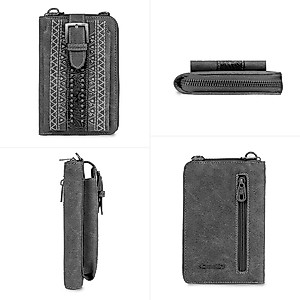 Montana West Crossbody Cell Phone Purse For Women Western Style Cellphone Wallet Bag Travel Size With Strap PHD-2002GY