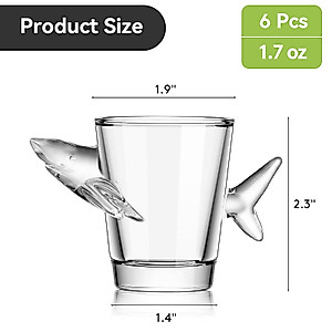Tirplorare Shot Glasses - Unique and Durable Shark-shaped Glassware Set of 6 for Bartending and Party Supplies