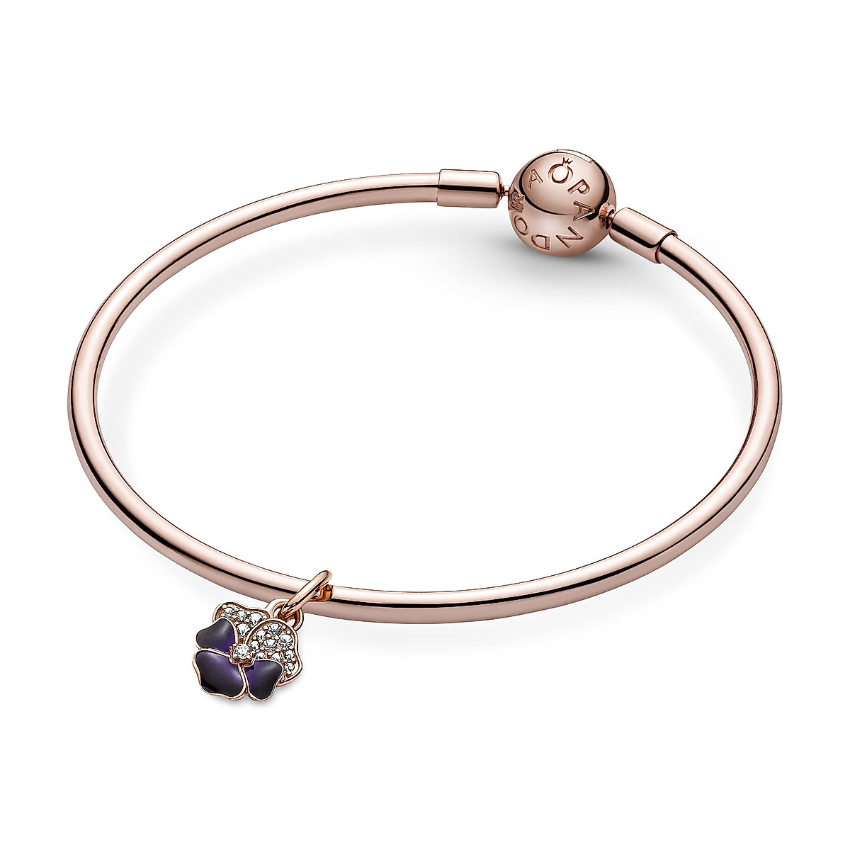 Pandora 780776C01 Deep Purple Pansy Flower Dangle Charm