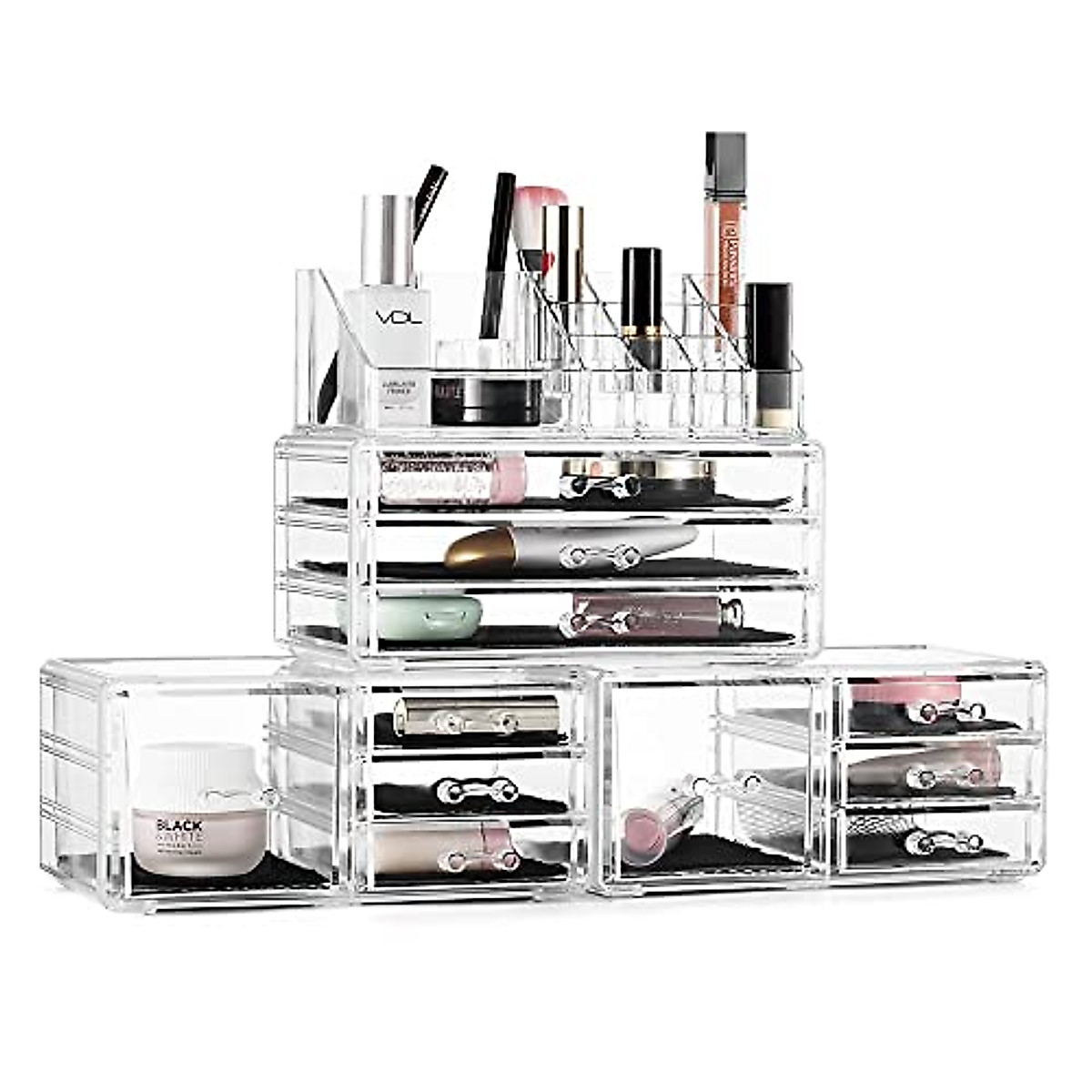 Felicite Home Acrylic Jewelry and Cosmetic Storage Boxes Makeup Organizer Set, 4 Piece