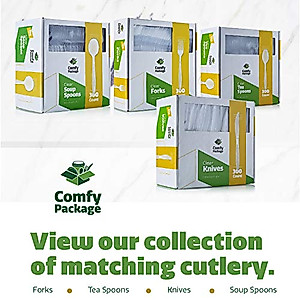 Comfy Package [300 Pack] Heavyweight Disposable Clear Plastic Knives