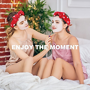 EDOBLUE Make-up Face Wash Shower Headband,Bowknot Fibre Hair Wrap for Shower Wash face Bath Spa (Red)