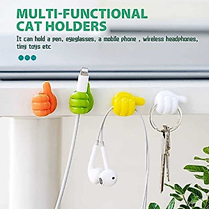 Rercarre 30pcs Self Adhesive Silicone Thumb Wall Hooks, Multifunctional Self Adhesive Clip Key Hook Wall Hanger for Storage Cable/Headphone/Plug/Mask