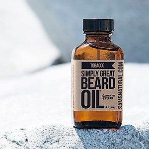 Simply Great Beard Oil - TOBACCO Scented Beard Oil - Beard Conditioner 3 Oz Easy Applicator - Natural - Vegan and Cruelty Free Care for Beards - America's Favorite - Gifts for Men with Beards