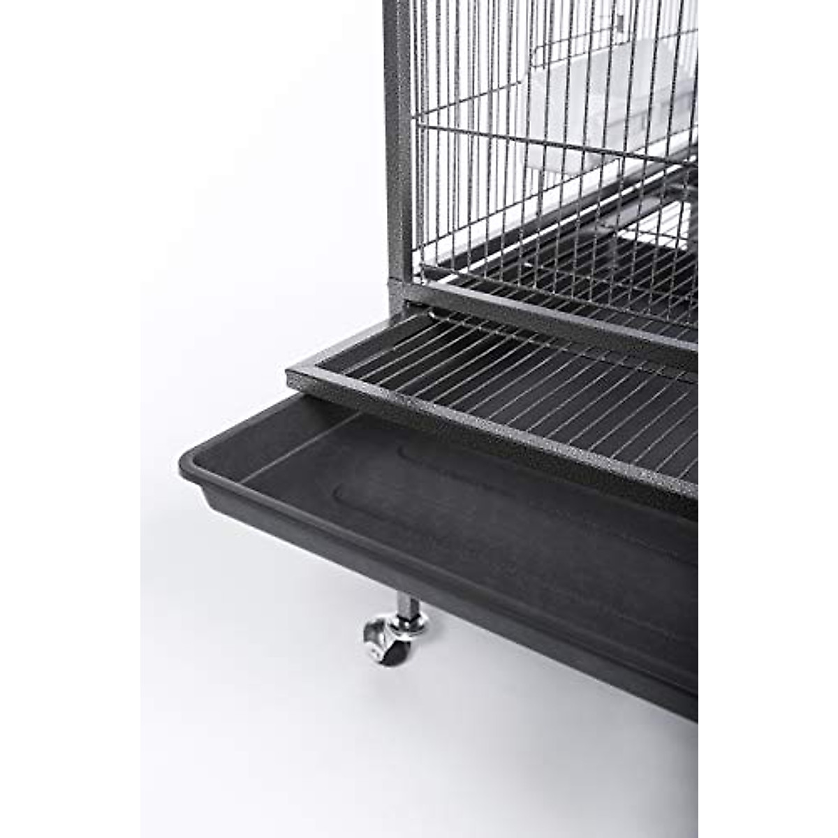 Prevue Pet Products Wrought Iron Flight Cage with Stand, Large Birdcage for Pets, Metal Cage Standing Birdcage, Black Hammertone Finish