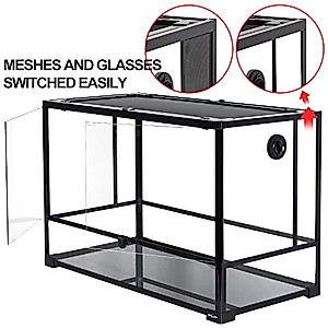 REPTI ZOO 67 Gallon Reptile Terrarium Reptile Large Glass Tank 2 in 1 Side TOP Screens Crested Gecko Tank Double Hinge Door Tortoise Tank Reptile Terrarium Lizard Tank Tree Frog Terrarium