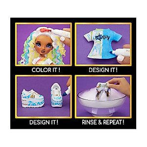 Rainbow High Color & Create Fashion DIY Doll with Washable Rainbow Markers, Purple Eyes, Curly Hair, Bonus Top & Shoes. Color, Create, Play, Rinse and Repeat. Creative 4-12+