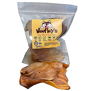 Woofley's Natural Brown Cow Ears - (20 Count) - Best Cow Ears for Dogs - Beef Buffalo No Hide Dog Chews - Natural Cow Ear Dog Chews