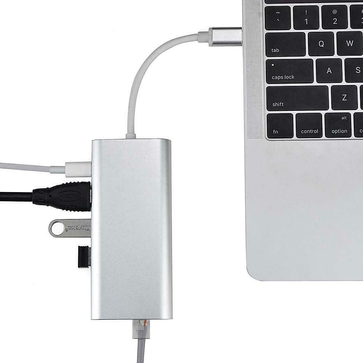 Type-C to HDMI Gigabit LAN Docking Station Converter 4K USB Readable SD Card，USB C Hub 6 in 1 Type C Adapter Compatiable for MacBook and Windows (Black)