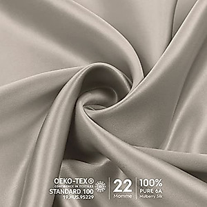 TAFTS 22mm 100% Pure Mulberry 6A Silk Pillowcase for Hair & Skin with Envelope Closure, No Zipper, Cooling, Natural, Organic, Double Sided Pillow Case (Taupe, Queen 20"x30" 1pc)
