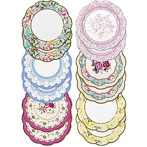 Talking Tables TS6-VINTAGE-PLATE Truly Scrumptious Tea Party Vintage Floral Paper Plates Small, Mixed colors