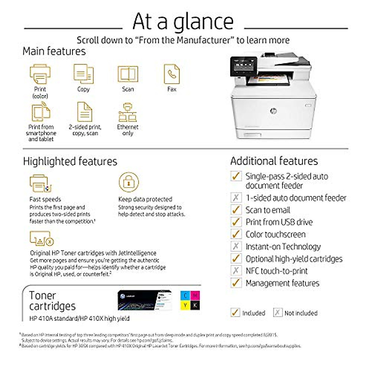 HP Laserjet Pro M477fdn All-in-One Color Printer (CF378A#BGJ) (Certified Refurbished)